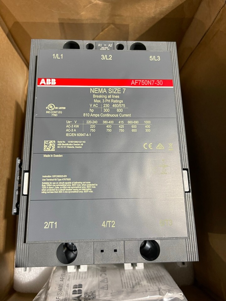 NEW ABB CONTACTOR 3 POLE 750 AMP AF750N7-30-11-71 NEMA SIZE 7 250V-500V ...