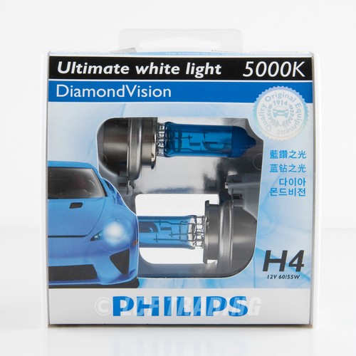 2013 Genuine Philips 5000K Diamond Vision H4 Halogen Bulb 12V 60/55W ...