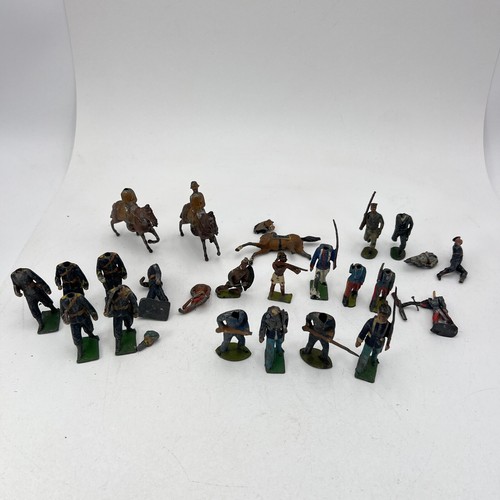 Lot 20+ Vtg Lead Cast Metal Tin Toy Flat Soldier Figures Army Military ...