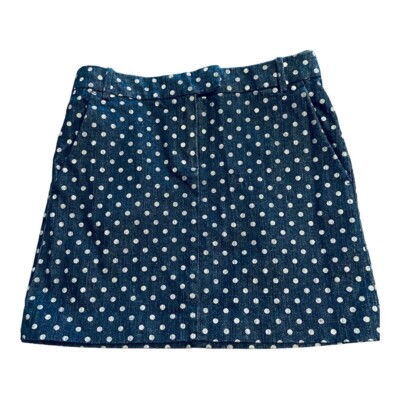 J Crew Postcard Indigo Dot Denim Mini Skirt Size 0 Stretch Pockets Glam ...