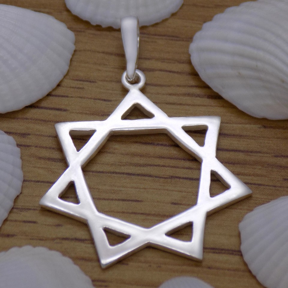 Solid 925 Sterling Silver Heptagram Septagram Symbol Pendant Seven ...