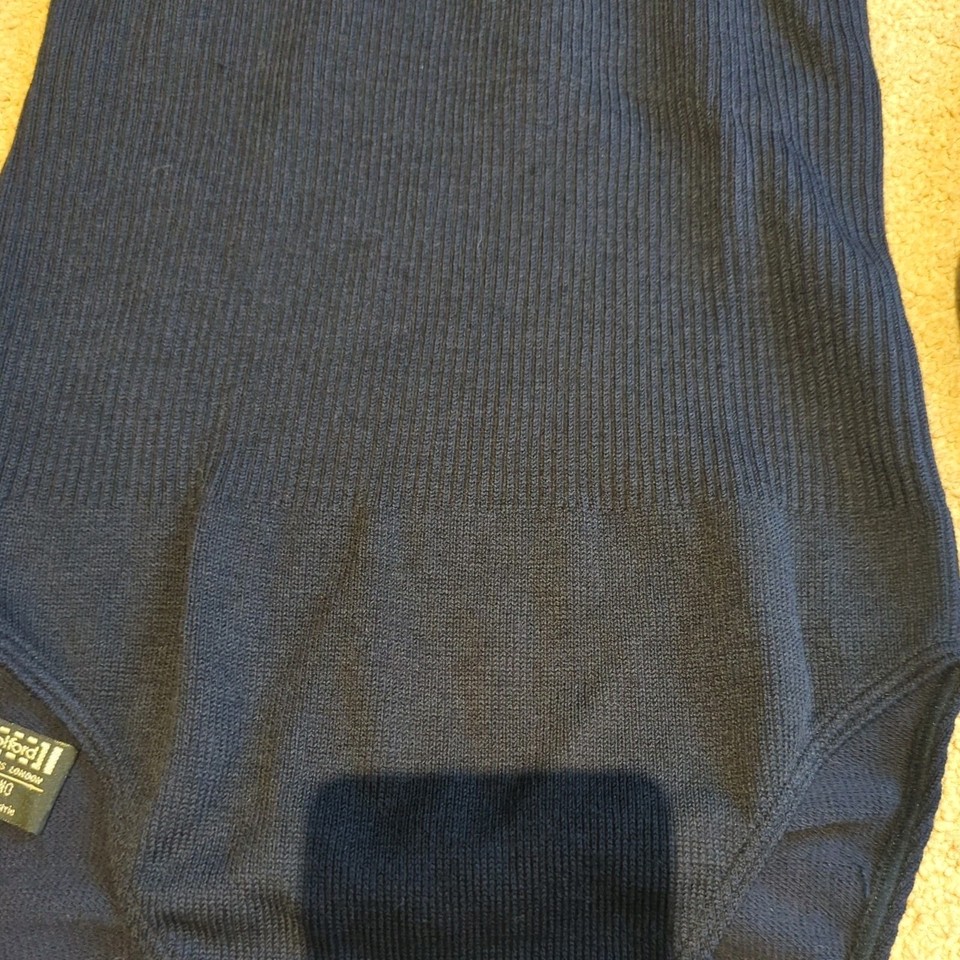 Wolford Merino Ribbed Polo Neck Bodysuit SIize Medium in Navy Blue ...