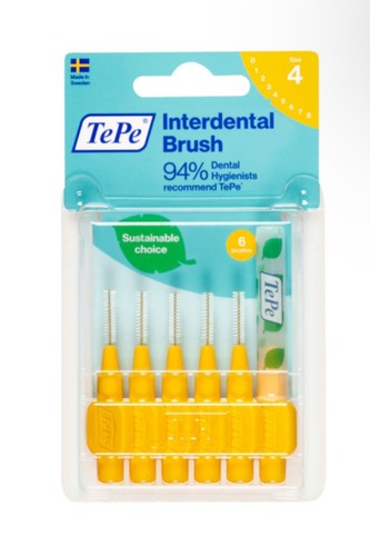 TePe Interdental Brush 0.7mm ISO Size 4 Yellow, Pack of 6 | eBay UK