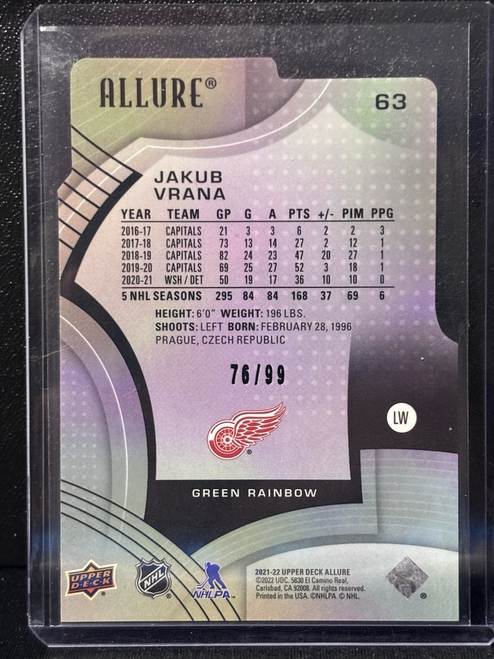 2021-22 Upper Deck Allure Jakub Vrana Green Rainbow /99 | eBay