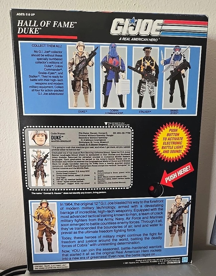 Vintage Hasbro GI Joe 1991 Hall of Fame Duke Collectors Edition Action ...