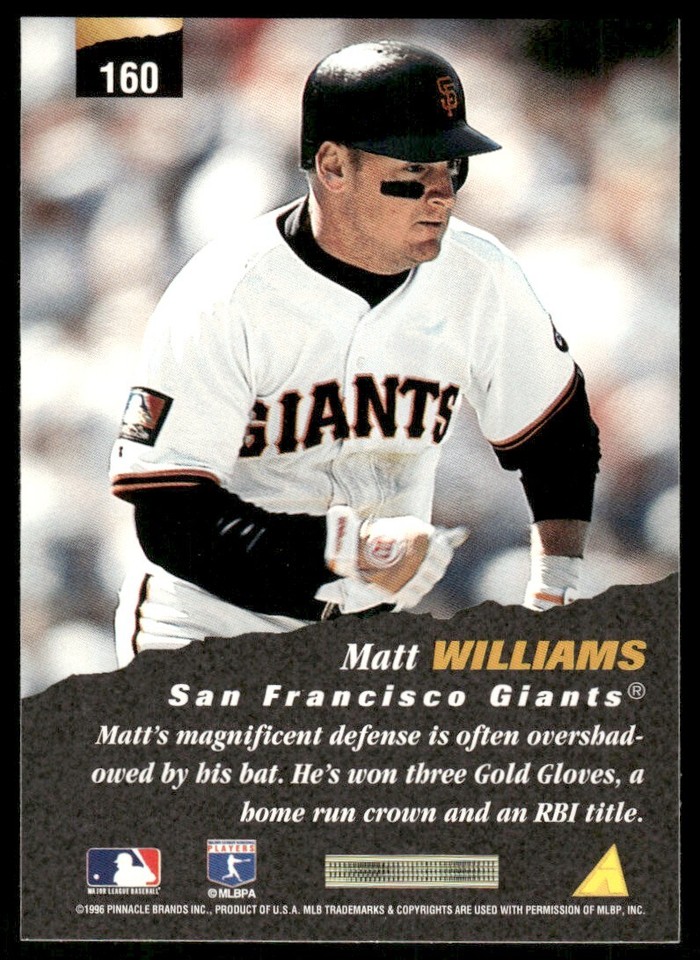 1996 Pinnacle #160 Matt Williams San Francisco Giants | eBay