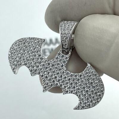 925 Solid Sterling Silver Cubic Zirconia Batman Pendant | eBay