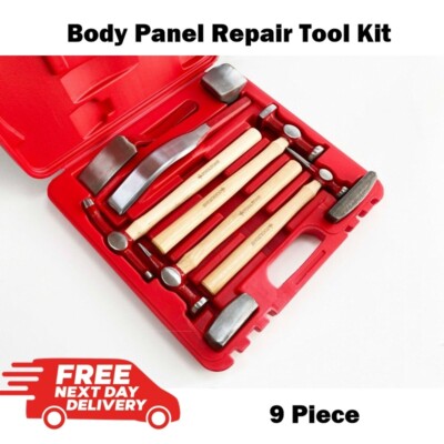 9 Piece Car Dent Auto Body Panel Repair Tool Kit Wooden Handles Beating ...
