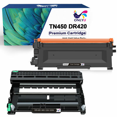 2PK TN450 DR420 Toner Drum Set For Brother DR450 HL-2240 2270DW 2280DW ...