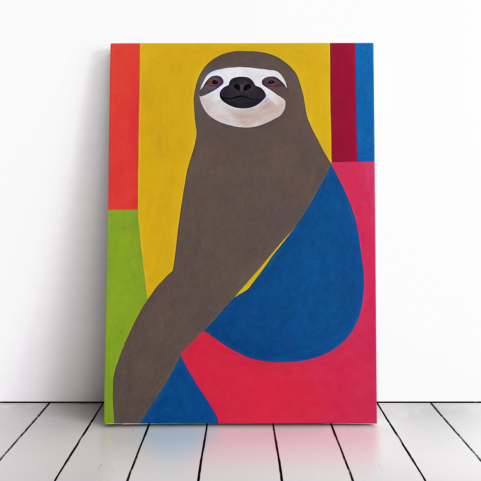 Abstract Sloth Canvas Wall Art Print Framed Picture Decor Living Room ...