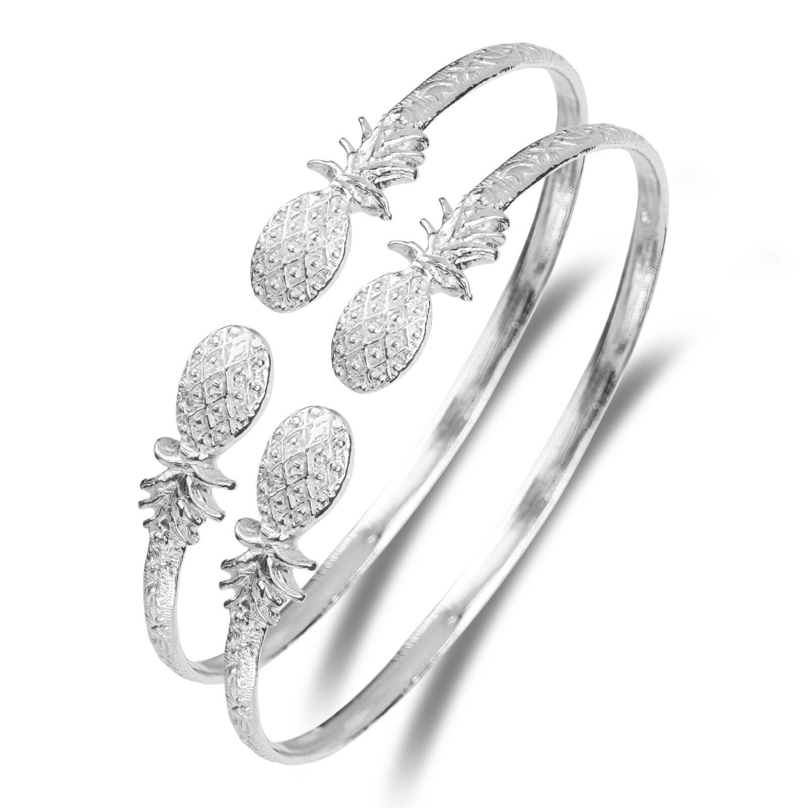 .925 Sterling Silver Pineapple West Indian Jamaican Caribbean Bangles ...