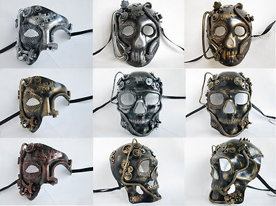 STEAMPUNK PHANTOM SKULL ROBOT MASQUERADE MARDI GRAS FICTION MENS ...