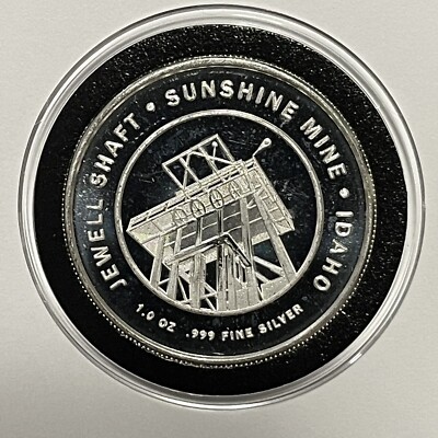 Jewell Shaft Sunshine Mine 1 Troy Oz .999 Fine Silver Round Collectible ...