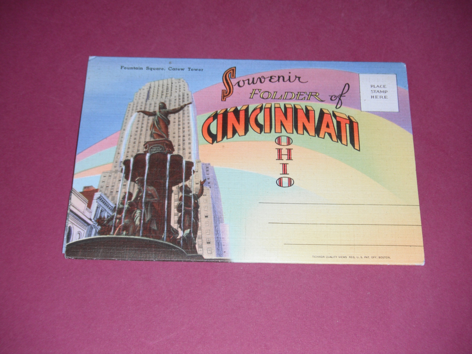 1950's Souvenir Postcard Folder Cincinnati Ohio Fountain Square | eBay