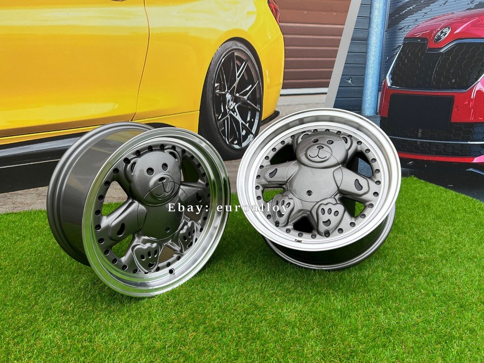 4 x 15 Inch 4x100 Teddy Bear Style Grey JDM Wheels: Fits For Honda ...