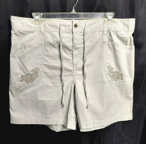 1X BASIC EDITIONS BEIGE 100% COTTON WOVEN ELASTIC DRAWSTRING WAIST SHORTS NEW | eBay