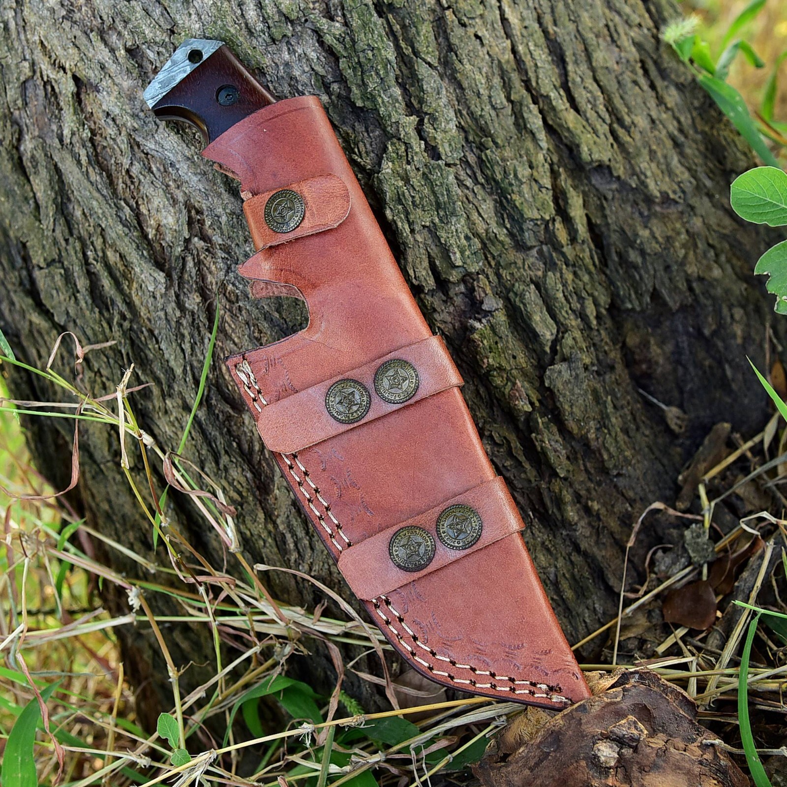 HANDMADE FORGED DAMASCUS STEEL TRACKER HUNTING KNIFE SURVIVAL CAMPING ...