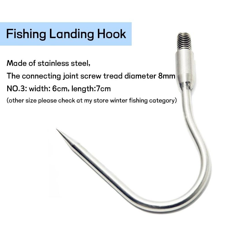 Steel Fishing Landing Hook Tool Boat Fishing Gaff 6*7cm 8mm Screw ...