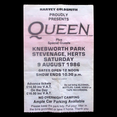 Queen Knebworth Park 1986 Concert Ticket Stub 'A Kind Of Magic Tour ...