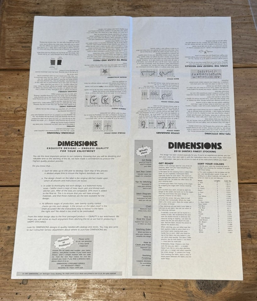 Vintage DIMENSIONS #8518 SANTA & Forest Animals 16” STOCKING Chart ...