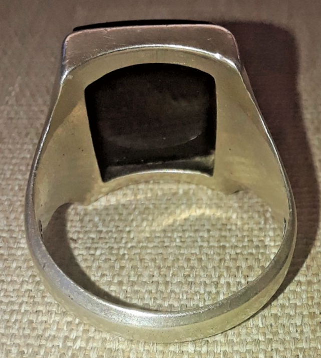 Vintage Centurion Ring Carved Hematite & Sterling Silver Size 20mm ...