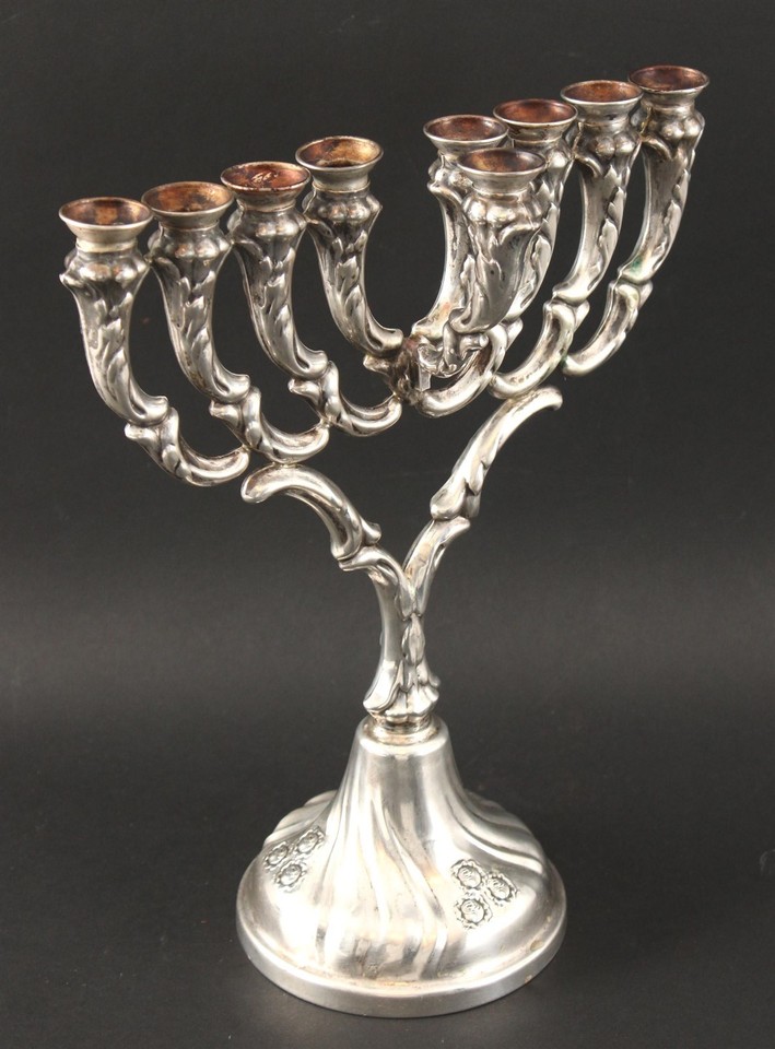 Antique Hazorfim Israel Sterling Silver Judaica Hanukkah Menorah ...