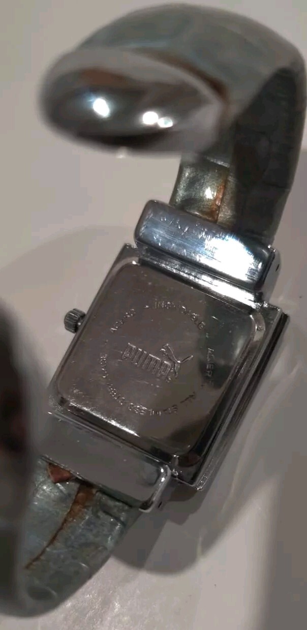 Puma quartz watch for women ladies large square leather diamond accents ...