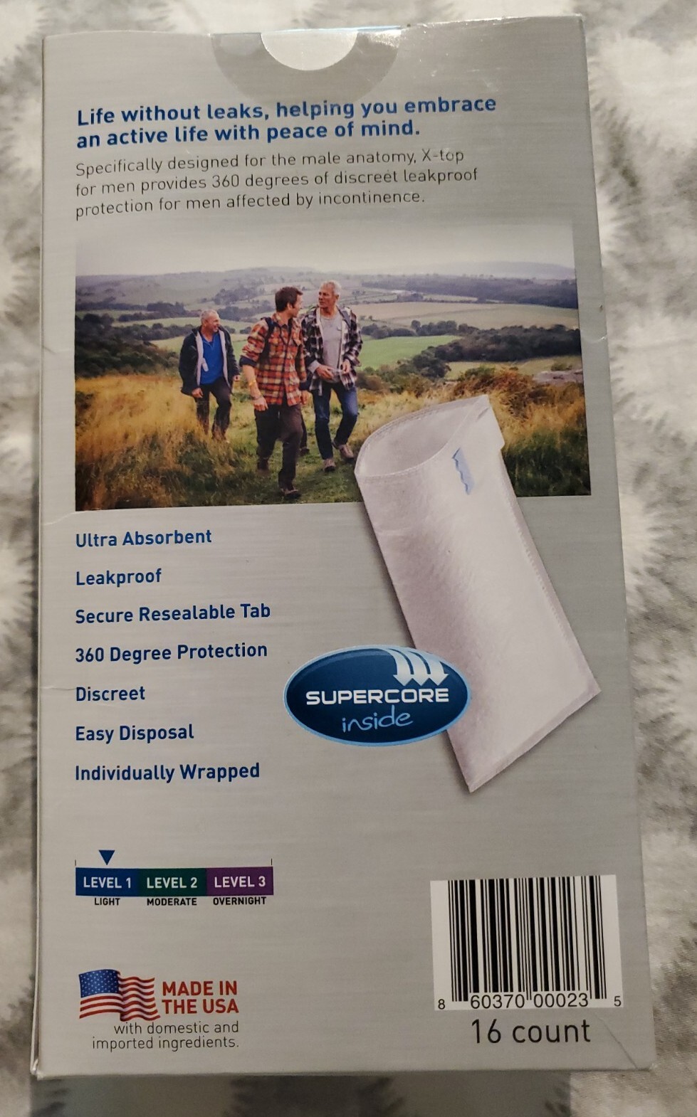X-top Absorbent Pouch for Male Incontinence Level 1 Light Protection 16 ...