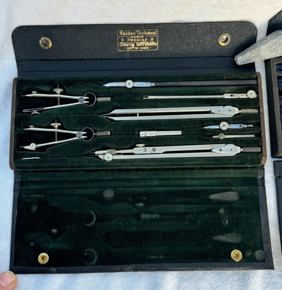 Vintage Cased Technical Drawing Instrument Sets Including Halden Make ...