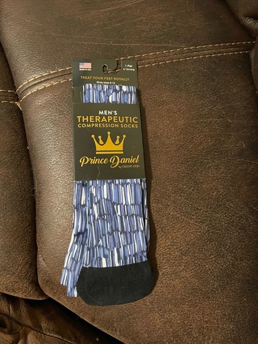 Prince Daniel Mens Therapeutic Compression Blue Striped Socks Size 8-13 ...