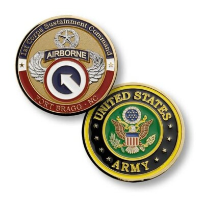 1ST CORPS SUSTAINMENT COMMAND AIRBORNE FORT BRAGG 1.75" CHALLENGE COIN ...