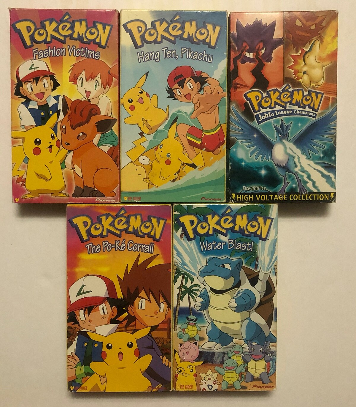Pokemon lot of 5 VHS - tested - Water Blast/Po-ke Corral/Fire and Ice ...