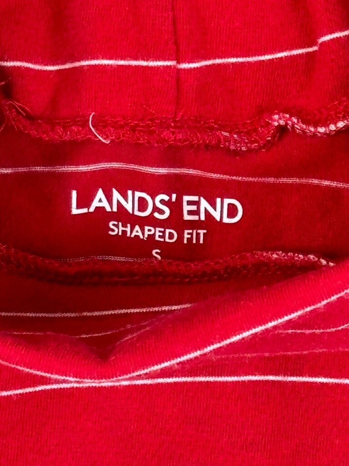 Red Striped Land's End Women's Turtleneck Long Sleeve Shirt SHAPED Fit ...