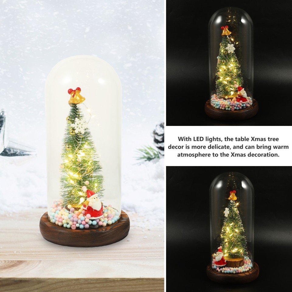 Decorative Tabletop Trees Mini Glass Dome with Base LED Light ...