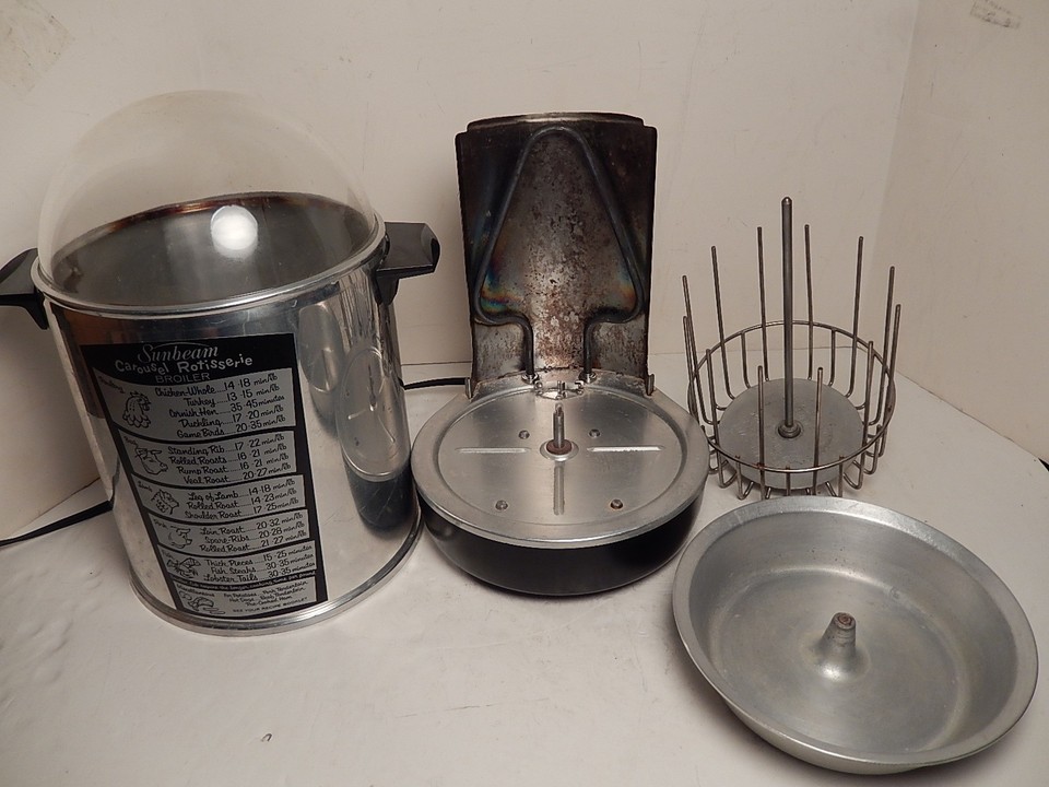 Vintage 1960s Sunbeam Carousel Rotisserie Broiler Cooker w/ Robot Glass ...