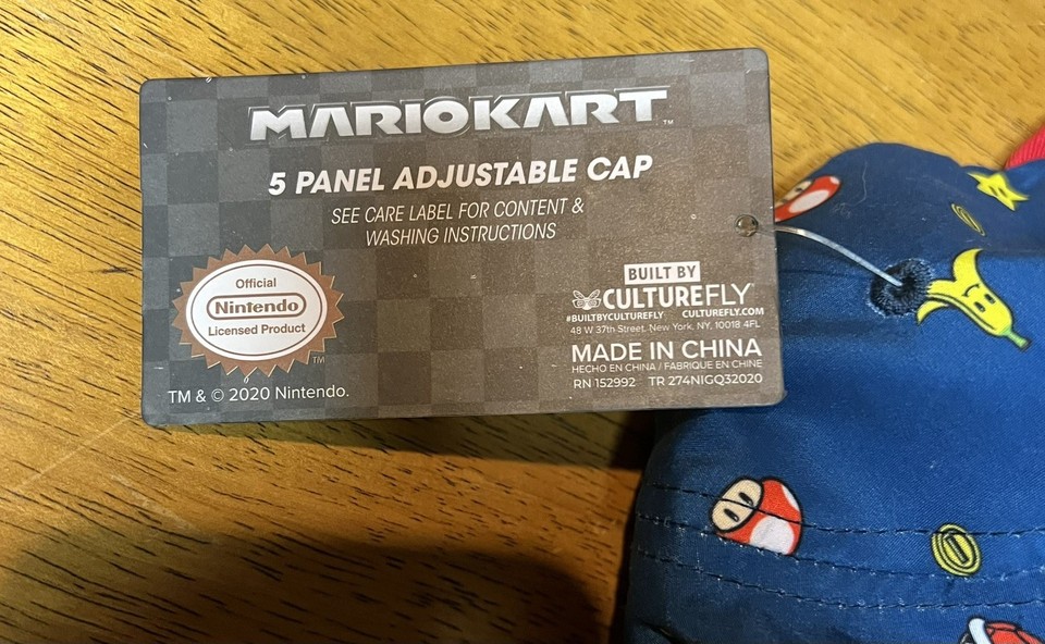 Mario Kart Hat Panel Strap Back Cap Blue Red Gaming Nintendo Video Game ...