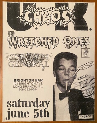RARE CHAOS UK WRETCHED ONES Flyer 1993 hardcore Street Punk Oi Headache ...