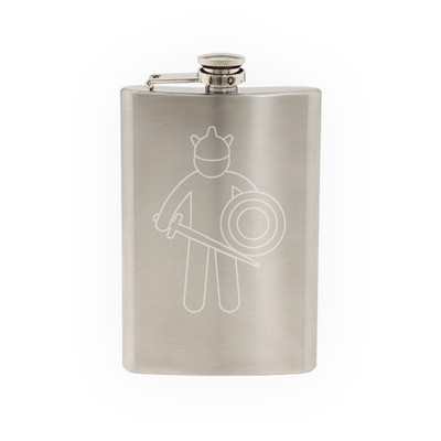 Medieval Stickman #7 - Knight Sword and Round Shield-8 oz etched flask ...