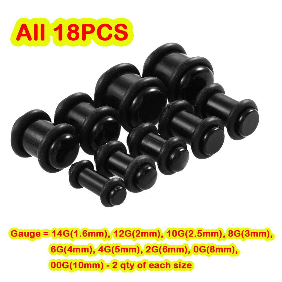 54Pcs Ear Stretching Kit Acrylic Spiral Tapers Plugs Gauge 14G-00G Body ...