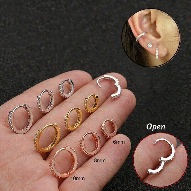 Multi Cz Hoop Nose Ring Daith Snug Piercing Tragus Helix Ear Cartilage