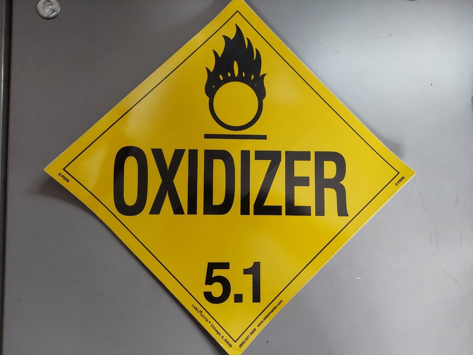 Keller Oxidizer 5.1 Hazmat Rigid 10 3/4" x 10 3/4" Placard NEW | eBay