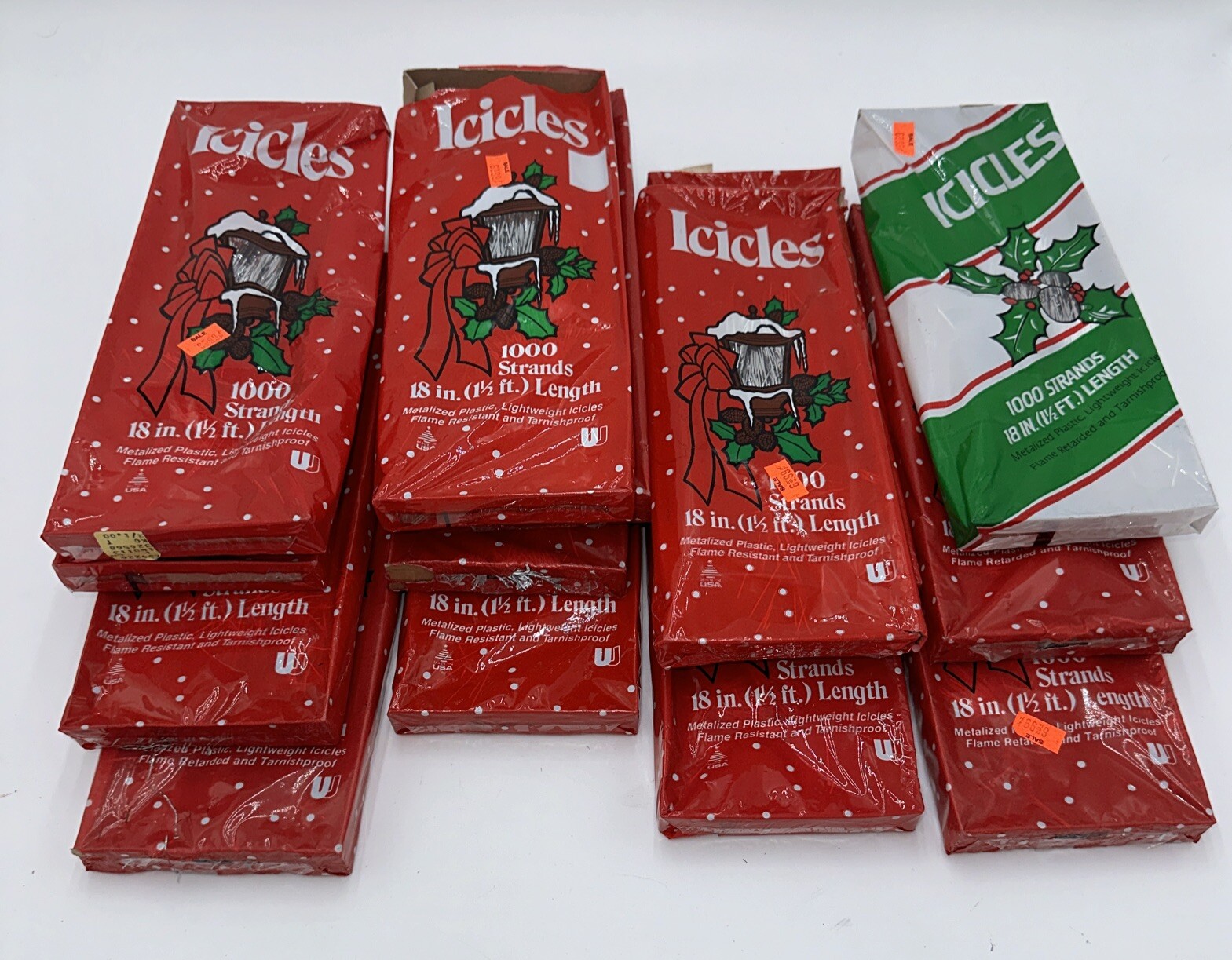 Set of 14 Holiday Time Icicles, 1000 Strands Per Package 18" Long ...