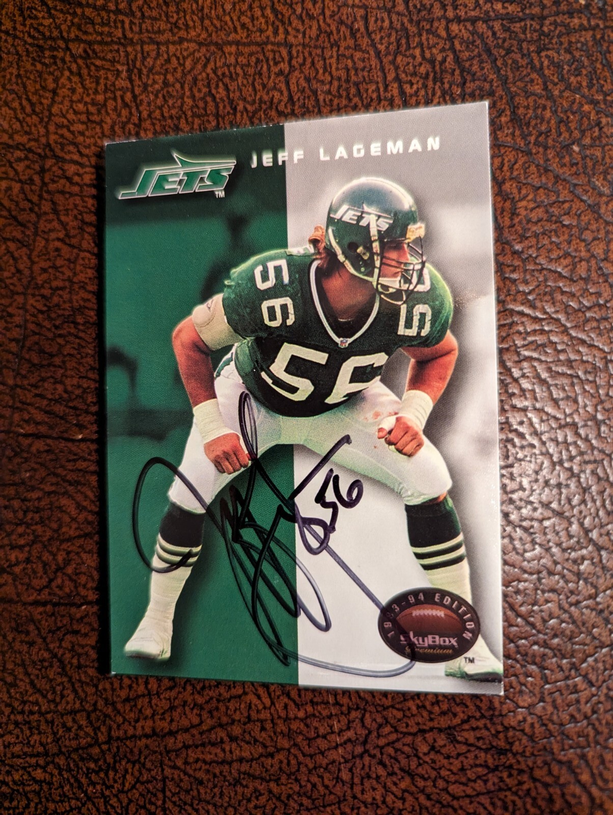 Jeff Lageman Signed Autograph 1993 Skybox Premium NFL Card 100% ...