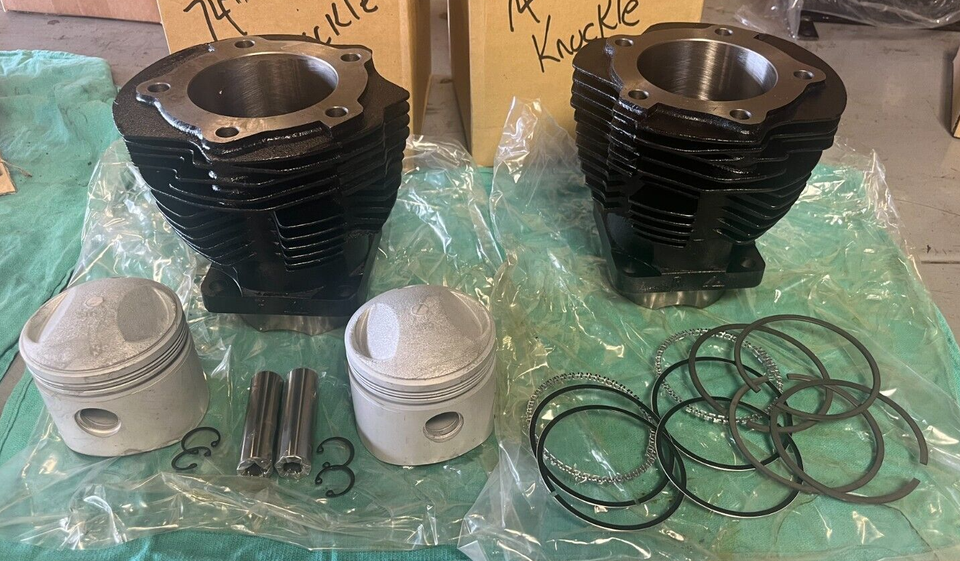 Harley Knucklehead 74" Cylinder Set w/ Pistons 1941 - 1947 FL 1200cc ...