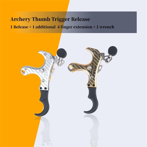 Archery Thumb Trigger Release for Compound Bow, 3&4 Finger Grip silver ...