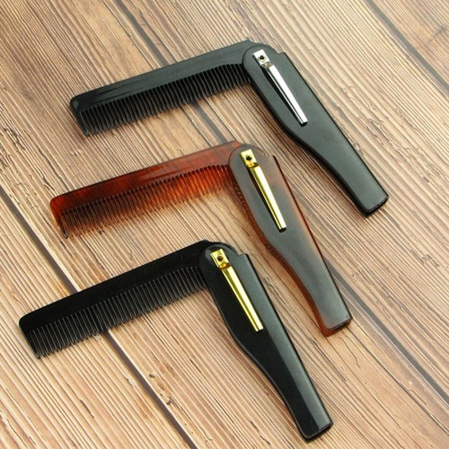 4PCS Folding Mustache and Beard Comb Fine Tooth Folding Brush Folding ...