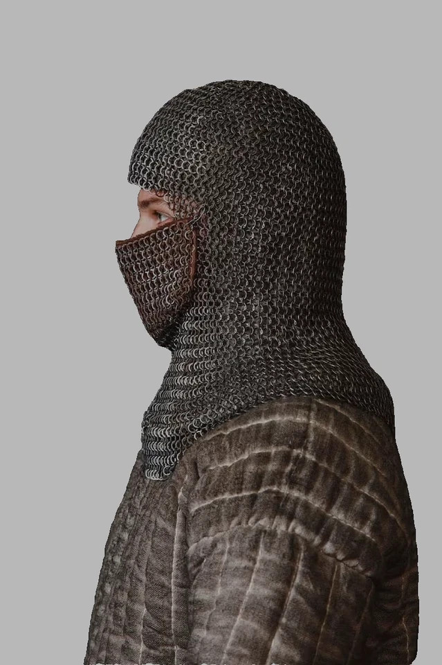 Best In Chain mail Coif Flat Ring round riveted with washer Coif/hood ...