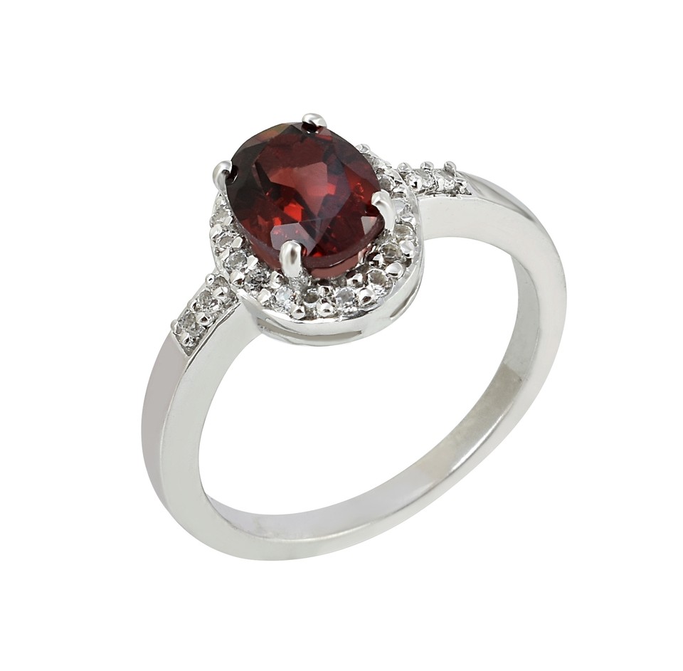 Garnet White Topaz Sterling Silver Ring Set In Rhodium | eBay
