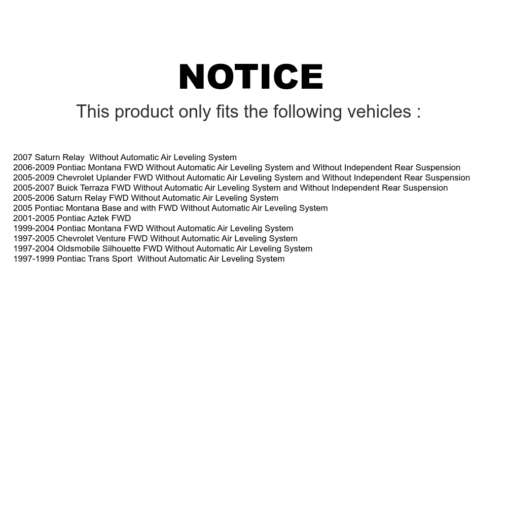 Rear Shock Absorber Pair For Chevrolet Venture Uplander Pontiac Montana ...