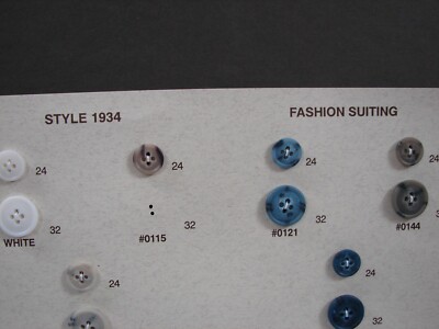 Weber Button Sellman Sample Card, Style # 1634 & Fashion Suiting ...